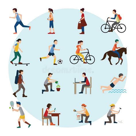 Collection Of Activities Vector Illustration Decorative Design Stock