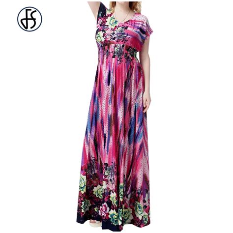 Fs Fashion Women Clothing Floral Print Plus Size Maxi Long Tunic Dress