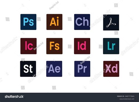 Dhakabangladeshjuly 112024 Adobe Application Icon Set Stock Vector Royalty Free 2487777641