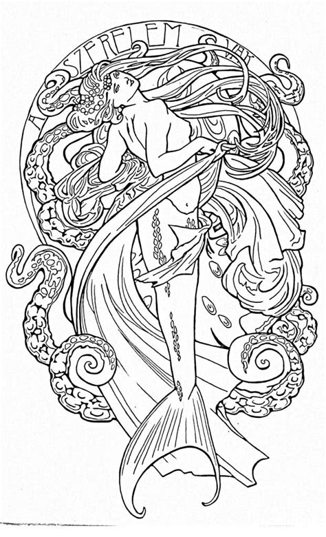 Art Nouveau Mermaid Mermaid Tattoos Mermaid Art Art Nouveau Tattoo