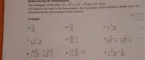Rationalizing The Denominator The Conjugate Studyx