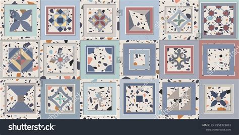 Terrazzo Geometric Pattern Ceramic Wall Tile Stock Illustration