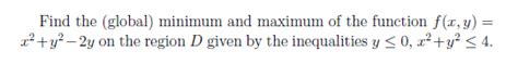 Solved Find The Global Minimum And Maximum Of The Function Chegg