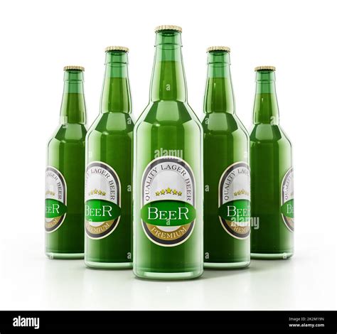 Generic Beer Bottles Isolated On White Background 3d Illustration
