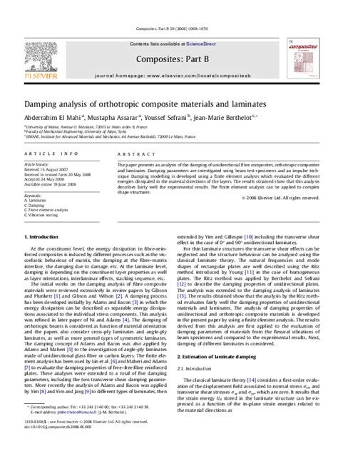 Pdf Damping Analysis Of Orthotropic Composite Materials And Laminates