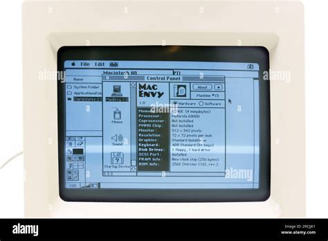 Close Up Of Screen Display Vintage Apple Macintosh Classic Mac Showing