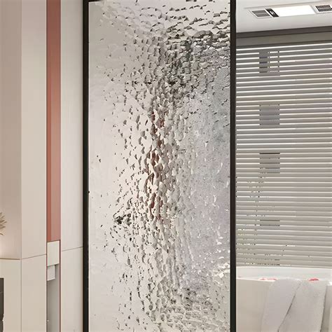 Modern Tempered Glass Single Fixed Shower Bath Door For Bathroom Iron Water Ripple 01875