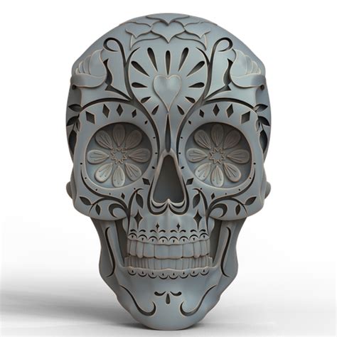 📁 3d Model Stl File For Cnc Router Laser And 3d Printer 1207 Sugar Skull