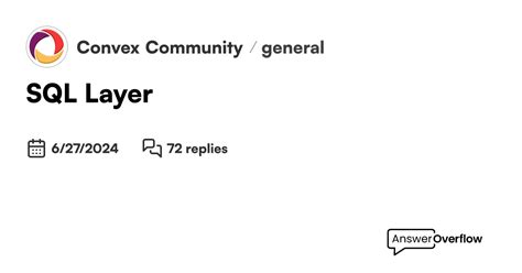 Sql Layer Convex Community