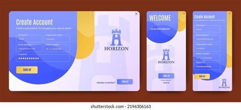 Registration Login Forms Page Gradient Blue Stock Vector Royalty Free