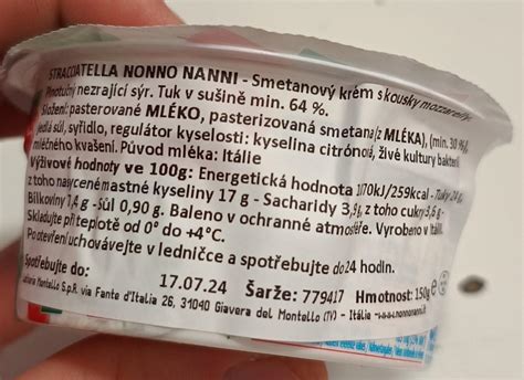 Stracciatella Nonno Nanni Kalorie Kj A Nutriční Hodnoty Kalorickétabulky Cz