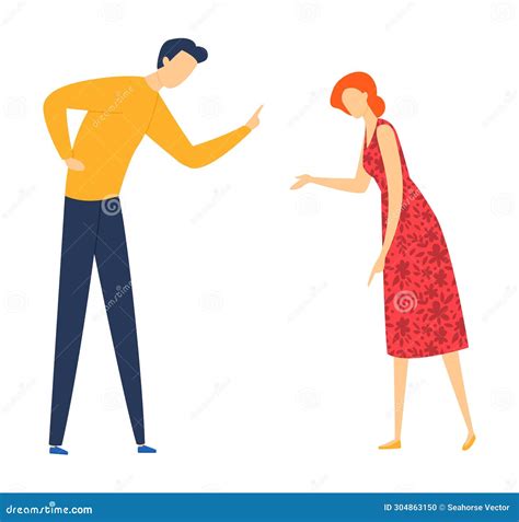 Man And Woman Arguing Or Debating Both Pointing Fingers Showing Disagreement Or Conflict