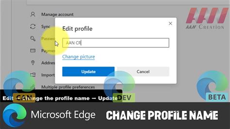 How To Change Profile Name On Chromium Version Of Microsoft Edge YouTube