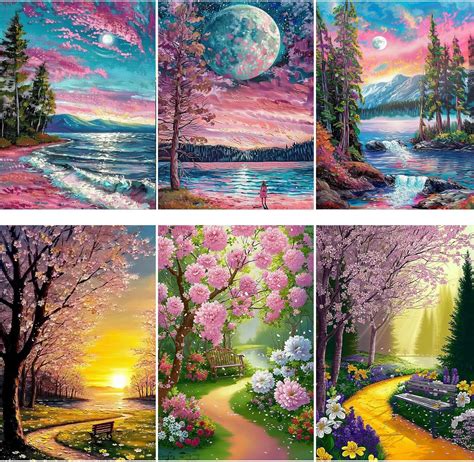 Leatrice 6pcs Diamond Art Kits For Adults Round Diamond