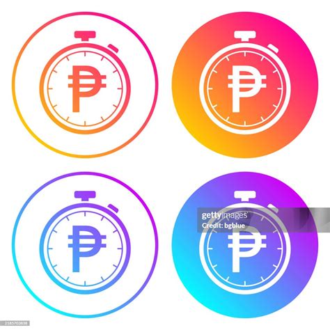 Stopwatch With Peso Sign Round Icons With Color Gradients High Res