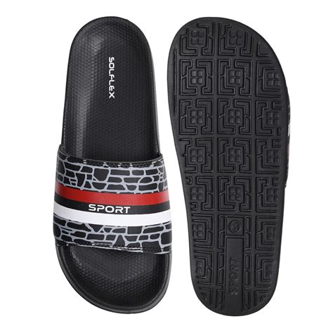 Men Black Pulse Stripe Slides