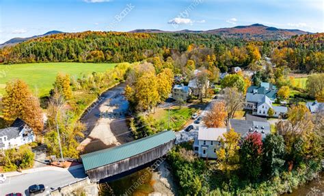Big Eddy Covered Bridge And Mad River Vermont Rte 100 Vt 100 View In