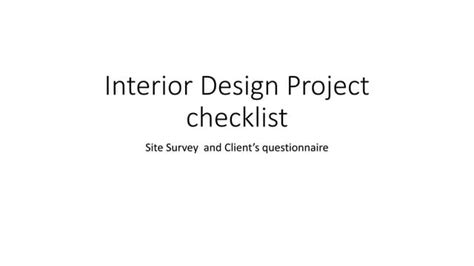 Interior Design Site Survey And Clients Questionnaire Checklist Pdf