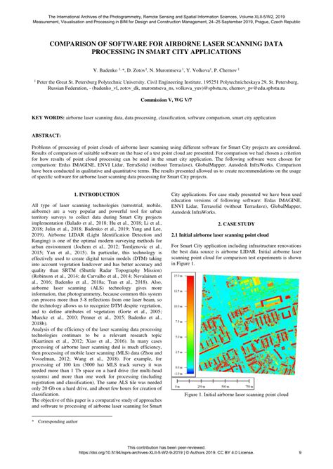 Pdf Comparison Of Software For Airborne Laser Scanning Data Processing In Smart City Applications