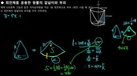 58 회전체를 응용한 원뿔의 겉넓이와 부피 Youtube