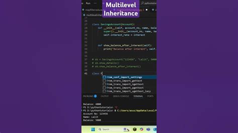 Multilevel Inheritance In Python In 60 Seconds Pythontutorial Pythonfullcourse Pythonshorts