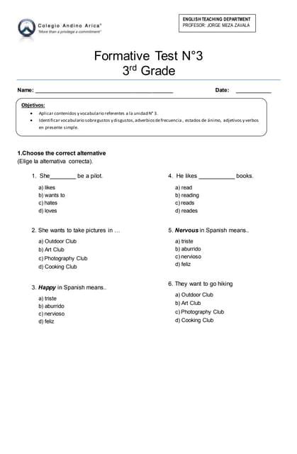 Formative Test Correction November 2018 Pdf