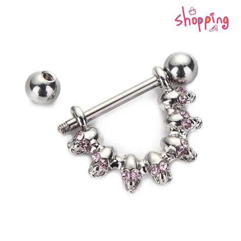 ₩5648에서 3 쌍 해골 젖꼭지 피어싱 바 쉴드 바벨 반지 보석 보석 디자인 수술 용 스틸 16g 여성용 바디 쥬얼리 Dhgate