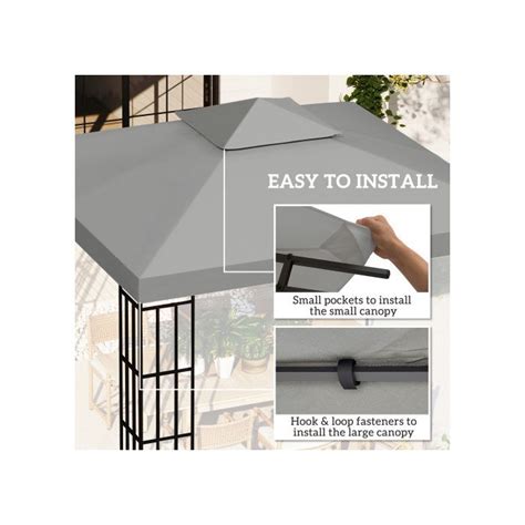 Outsunny 3m Gazebo Top Cover Double Tier Canopy Replacement Pavilion