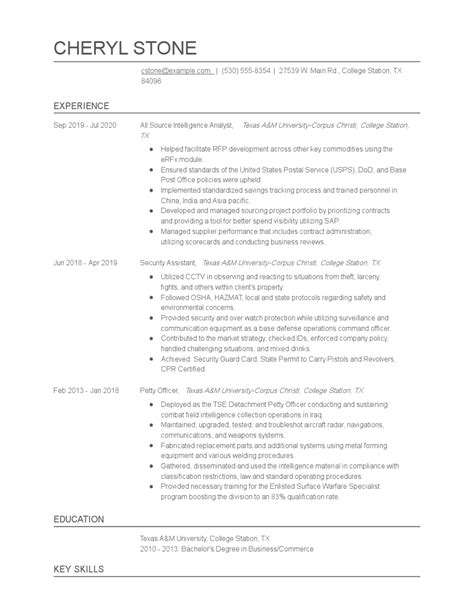 All Source Intelligence Analyst Resume Examples And Tips Zippia