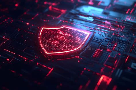 Digital Shield Protecting a Network, Glowing Binary Code and Secure Lock Icons Stock ...