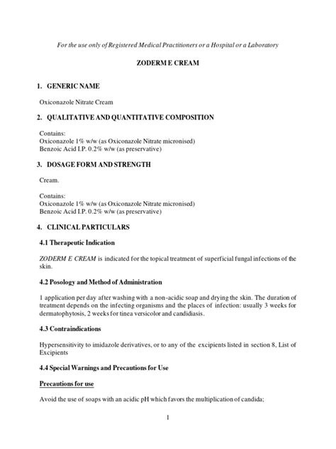 Zoderm E Cream Pdf Clinical Medicine Pharmacy