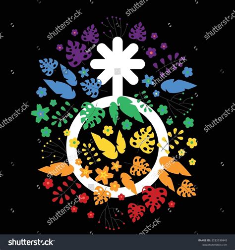 Lgbtq Symbol Genderqueer Nonbinary Rainbow Floral Stock Vector Royalty