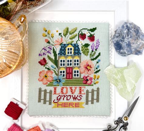 Tiny Modernist Love Grows Here Cross Stitch Pattern 123stitch