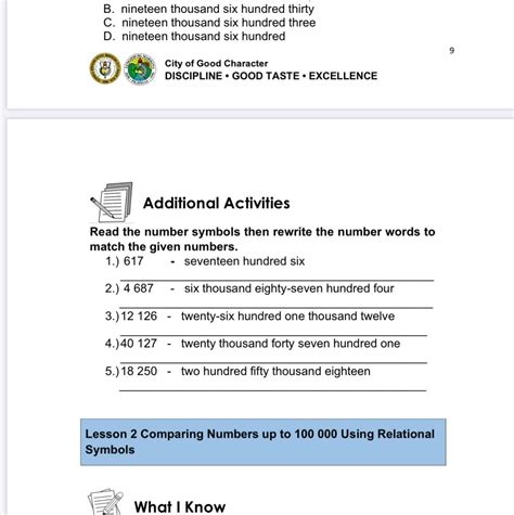 Additional Activities Read The Number Symbols Then Rewrite The Number