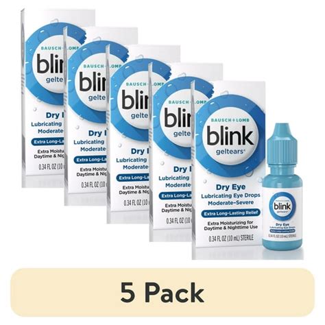 5 Pack Blink Geltears Lubricant Eye Drops And Artificial Tears For