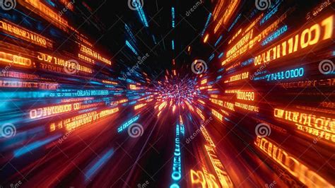 Glowing Binary Code Streams In A High Tech Futuristic Digital Scene