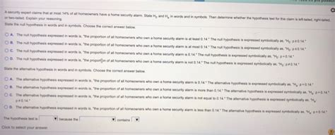 solved identify the type i error and the type il error for a
