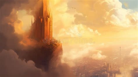 Fantasy Art Of The Skyscrapper Stock Illustration Illustration Of