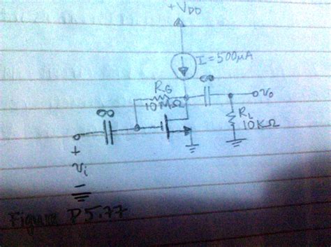 Solved In The Circuit Of Fig P5 77 The Nmos Transistor Has Vt 0 5v And Va 50v And Operates