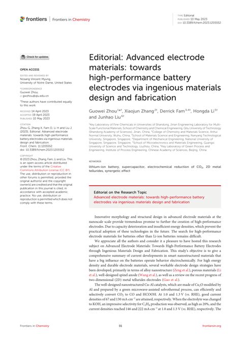 Pdf Editorial Advanced Electrode Materials Towards High Performance