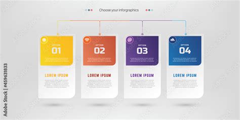 Four Infographic Design With Icons And Options Or Steps Process Diagram Flow Chart Info