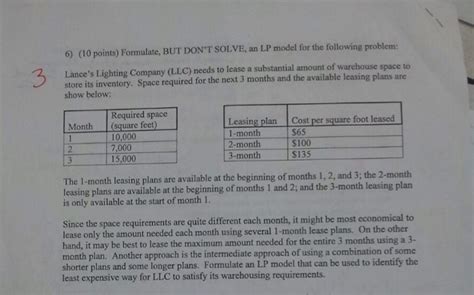 Solved Formulate But Dont Solve An Lp Model For The