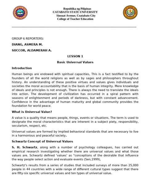 Basic Universal Human Values Explained Pdf Dignity Human Rights