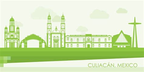Green Skyline Panorama Of City Of Culiacan Mexico Stock Vector