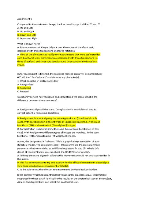 Mri Practicum Assignment 1 Analyzing Functional And Anatomical Images
