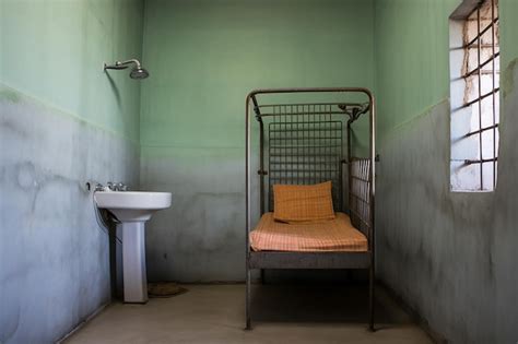 Premium Ai Image Solitary Confinement Cell With Metal Bed