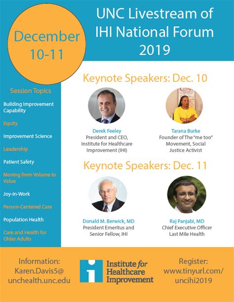 Unc Livestream Of Ihi National Forum Institute For Healthcare Quality