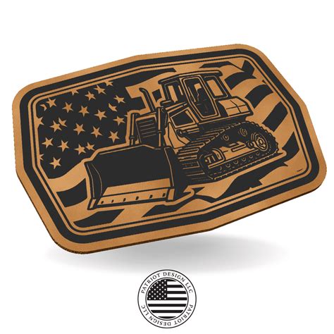 Bulldozer Patch Style 15 Waving Flag Patriot Nation Design