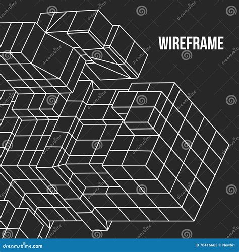 Wireframe Mesh Cubes Element Stock Vector Illustration Of Atom Isolated 70416663