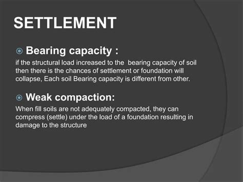 Settlement Of Soilfoundation Pptx Civil Engineering Industry